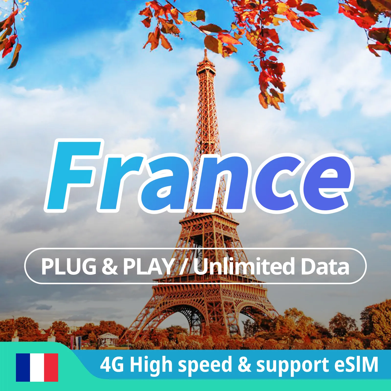 France & Europe Travel SIM - Unlimited 4G/LTE Data - Prepaid SIM Card ...