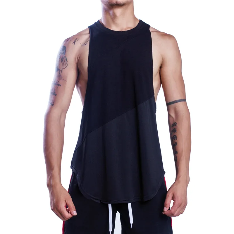 Muscleguys Men's Low Cut Bodybuilding Asymmetrical Tank Top With ...