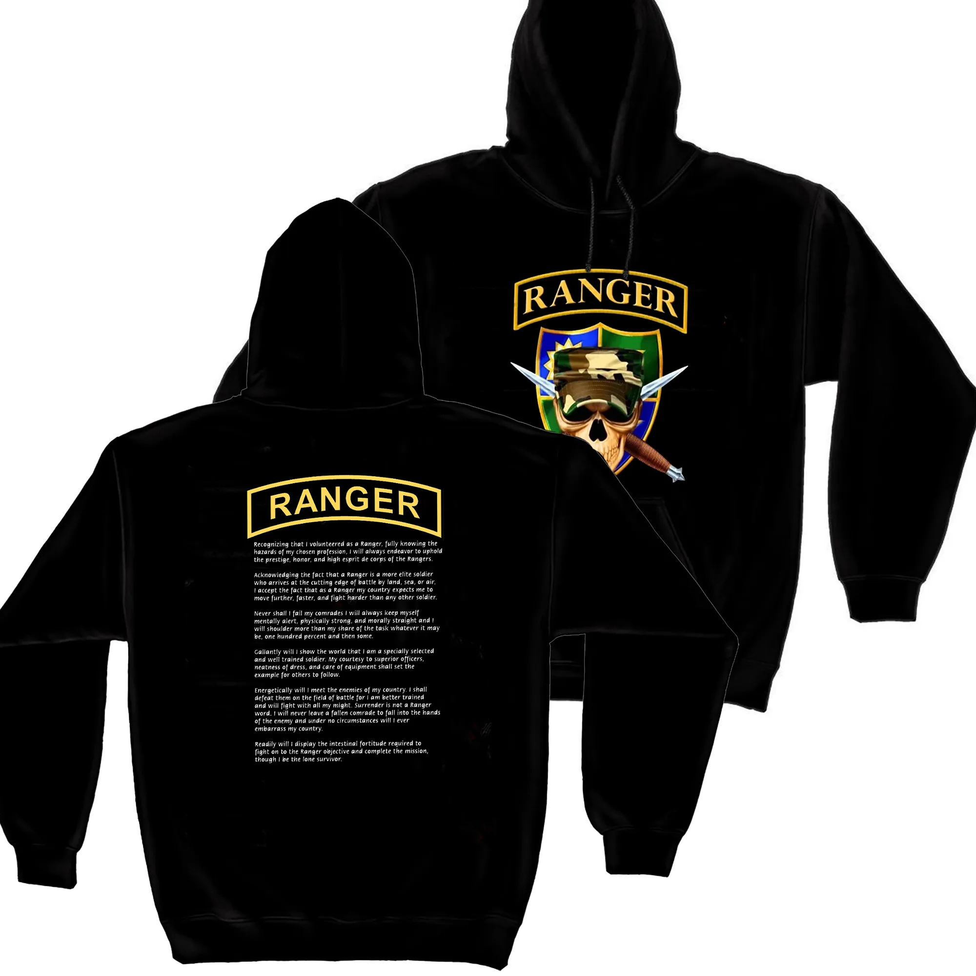 Tactical Hooded Sweatshirt Ranger Style Cotton Pullover Hoodie With ...