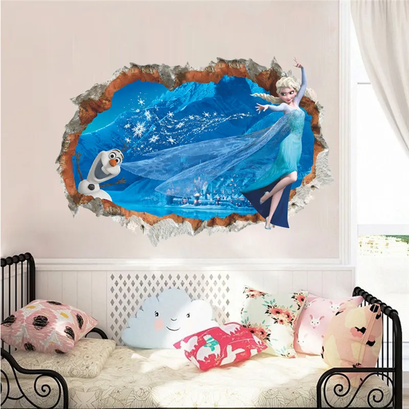 Frozen Anime Movie Mural Art Childrens Bedroom Wall Stickers Cartoon ...