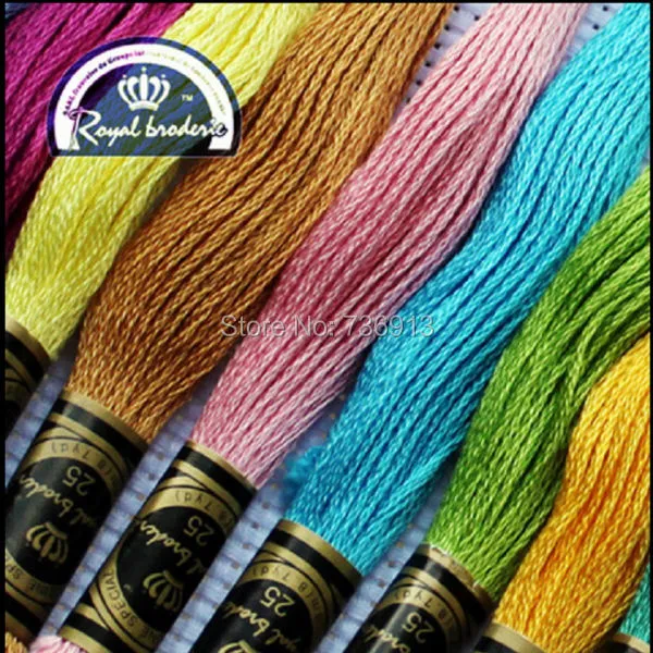 Cross Stitch Thread Yarn 100% Cotton, 6 Strands, 8.7 Yards/Piece Royal ...