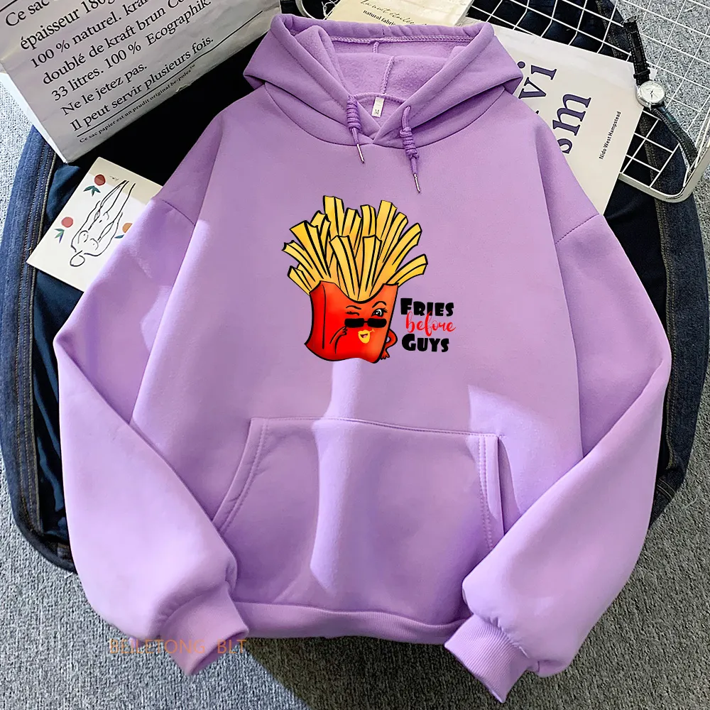 French Fries Anime Hoodie Cute Kawaii Cartoon Women's Harajuku Graphic ...