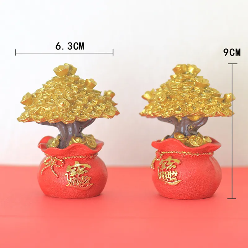 Feng Shui Decor Money Tree Wealth and Good Luck Blessing Bag Tabletop ...