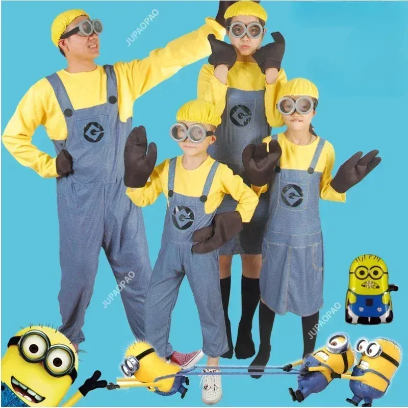 MINISO Minions Family Cosplay Costumes Kids And Adult Jumpsuits For ...