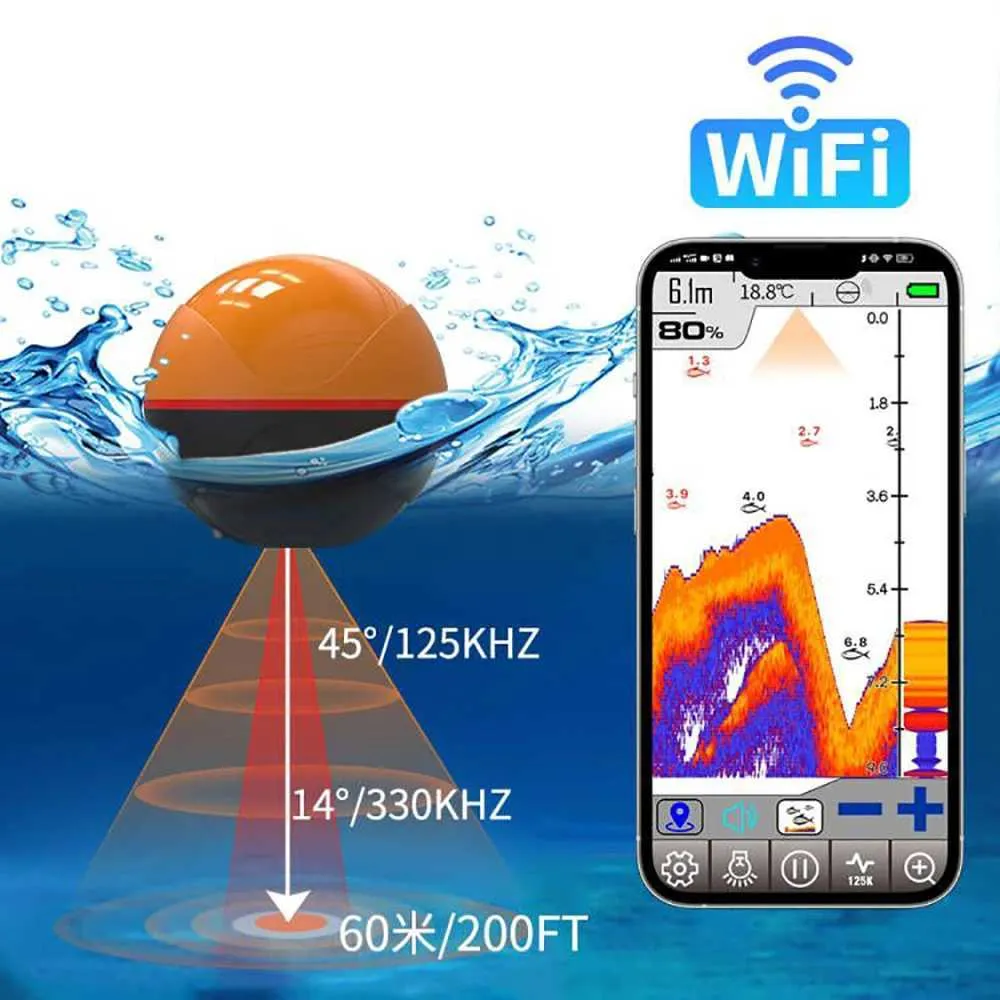 Fish Sonar Ice Fishing Portable Depth Finder With Echo Speaker Wireless ...