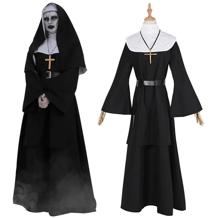 The Nun Cosplay Costume Black Horror Movie Cosplay For Women, Cross ...