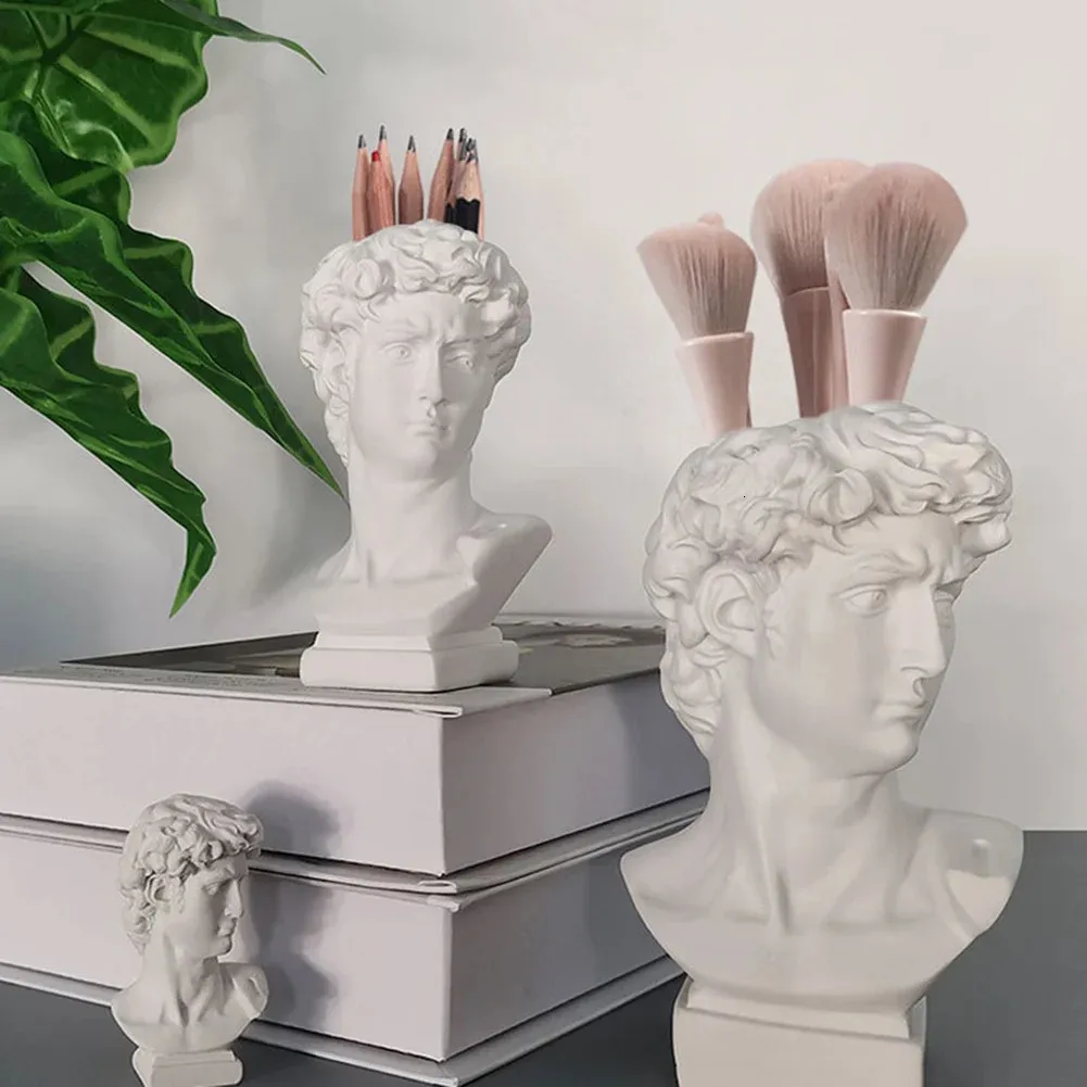Pen Holder Resin David Statue Miniature Desktop Organizer For Makeup ...