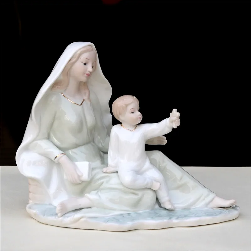 Handmade Ceramic Jesus Christ The Redeemer Statue Praised Virgin Mary ...