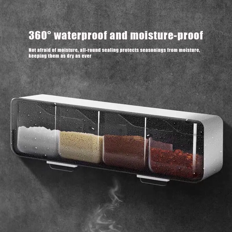 4-Grid Reusable Plastic Spice Rack Organizer - Seasoning Box, Condiment ...