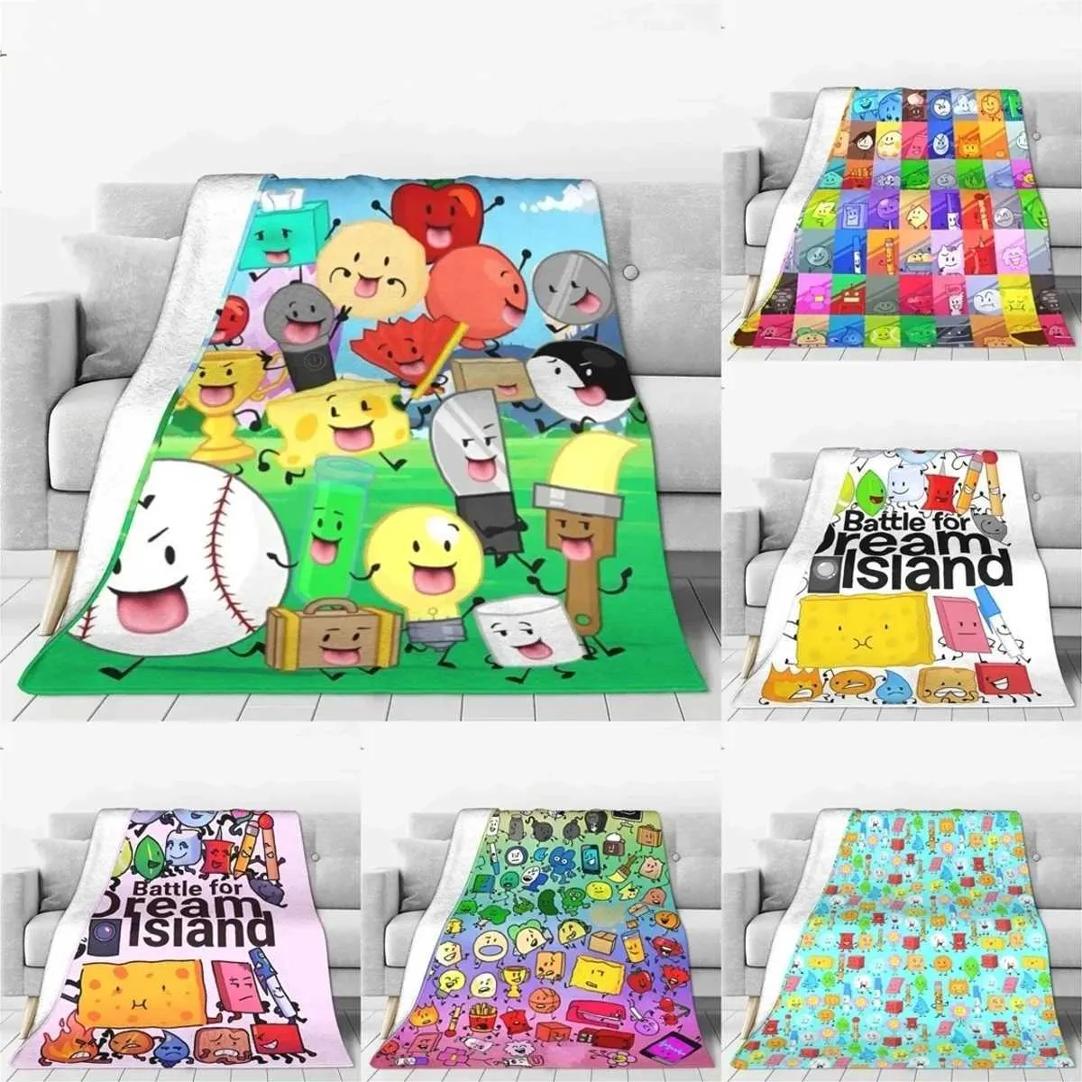 Bfdi Inanimate Insanity Cartoon Blanket All Characters Plush Vintage ...