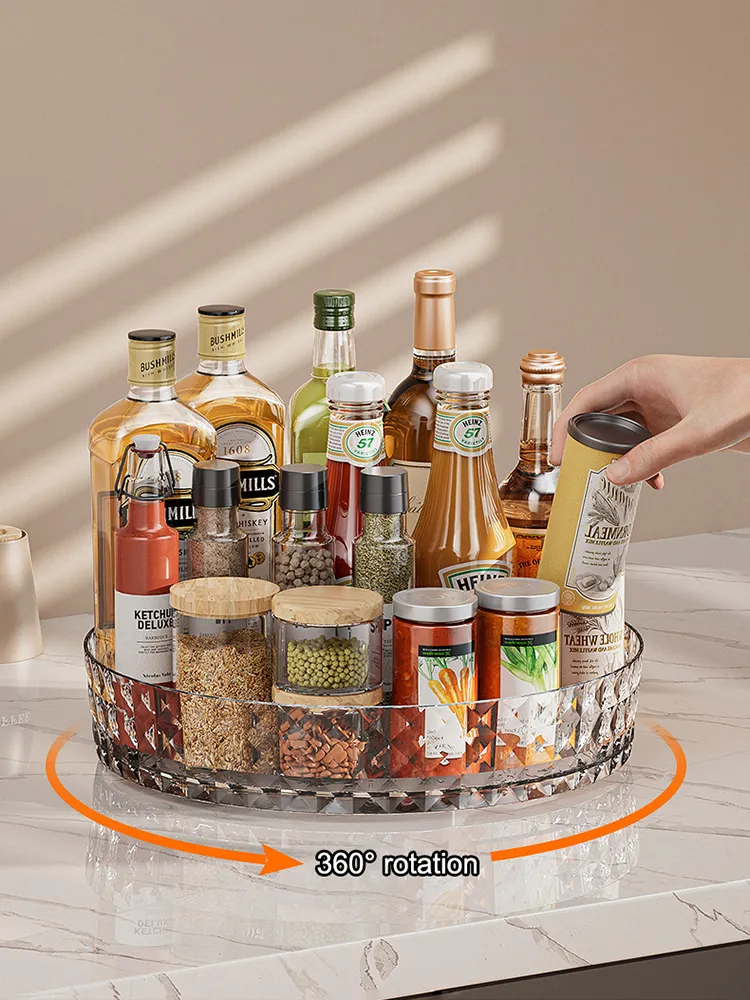 Rotating Spice Rack Organizer - Kitchen Countertop Seasoning Tray ...