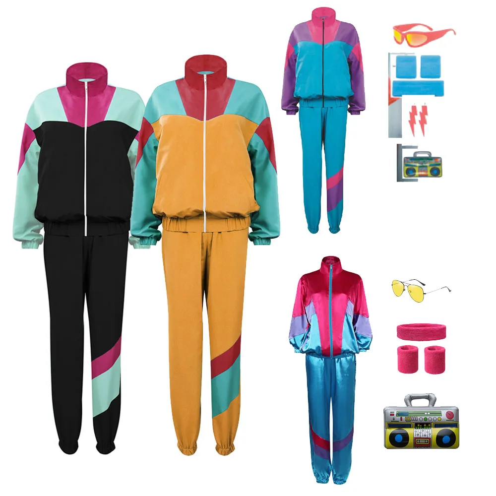 80s Retro Tracksuit Set Casual Streetwear For Men & Women With Rose ...