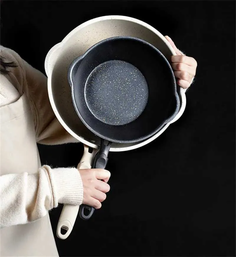 Non-Stick Deep Frying Pan Durable Wok Pan Home Maifan Stone Steak ...