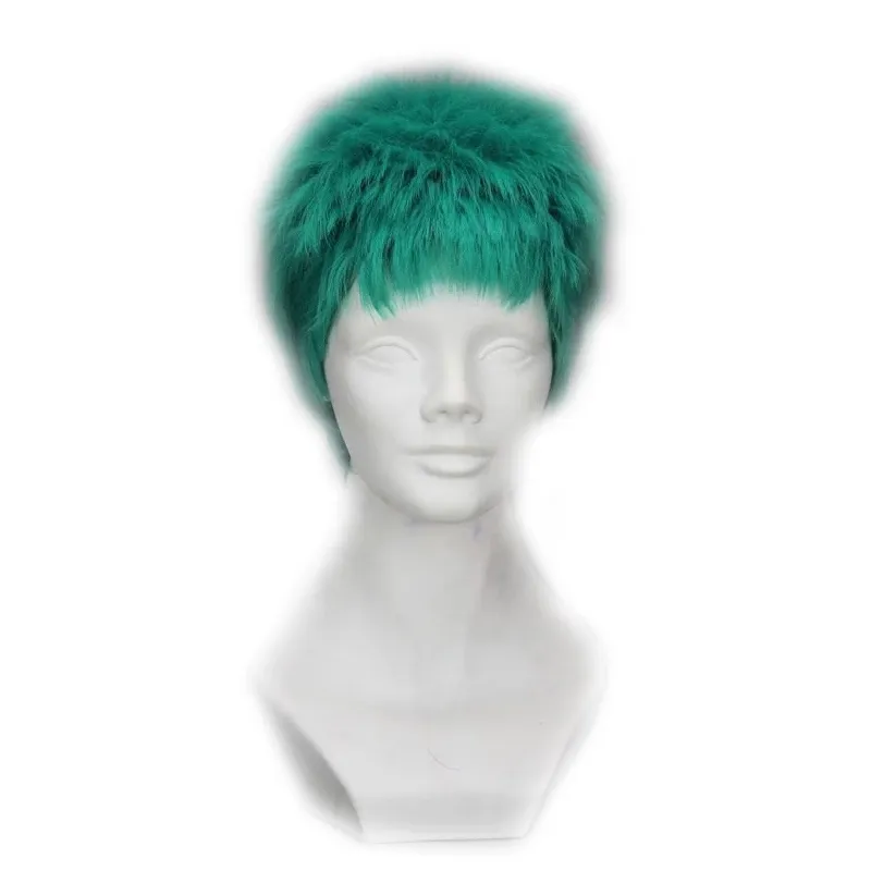 Roronoa Zoro ONE PIECE Short Green Fluffy Synthetic Green Hair Wig Heat ...