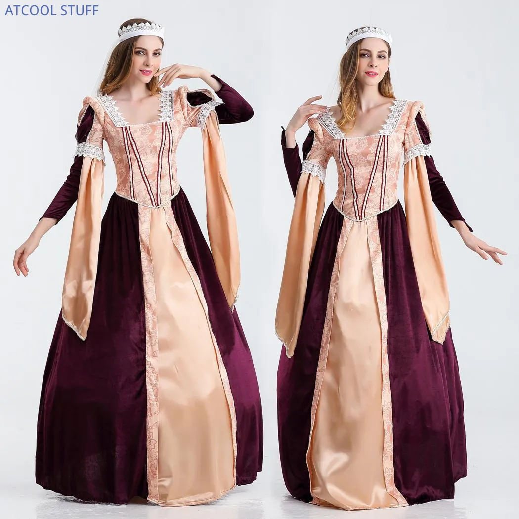 Adult Medieval Costume, 18th Century Queen Dress With Crown ...
