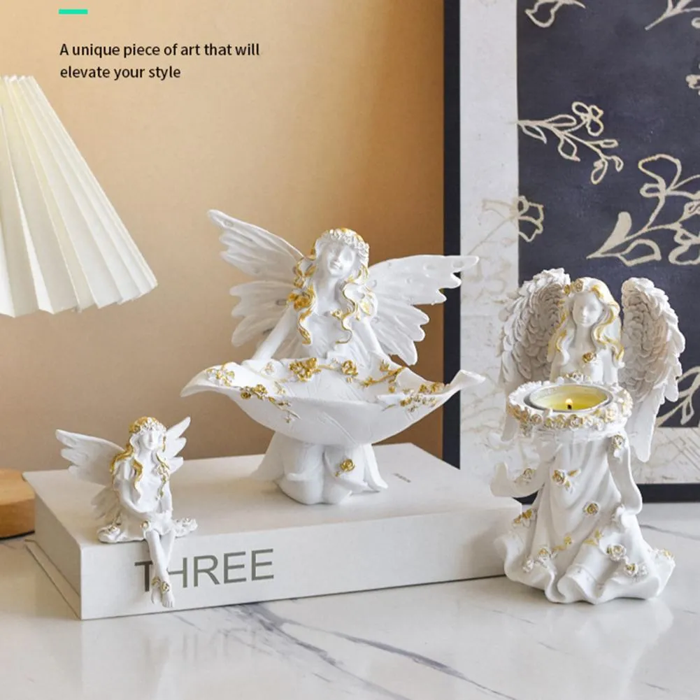 Elegant Resin Flower Fairy Figurine with Angel Wings - Garden & Home ...