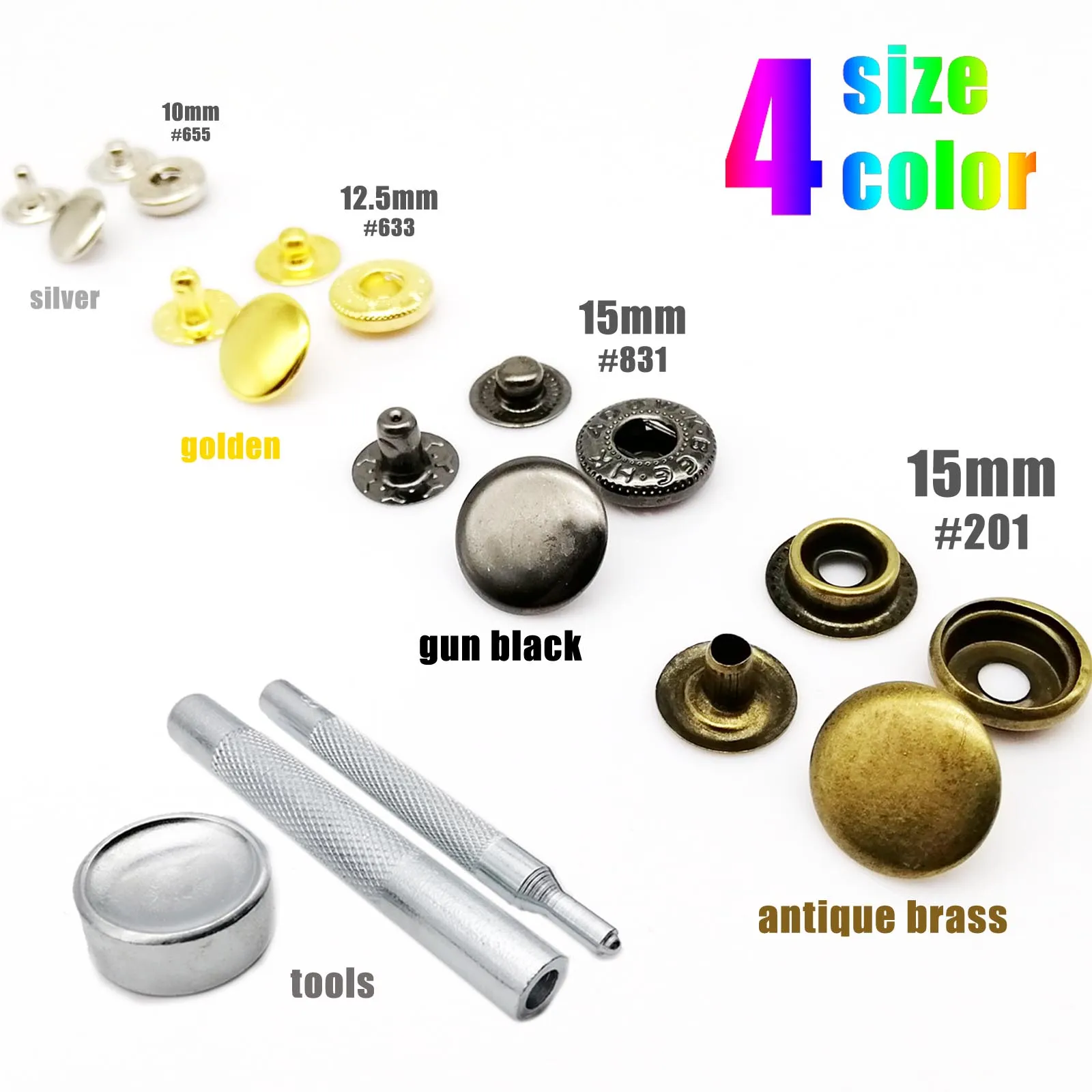 Metal Snap Fasteners for DIY Leather Bags, Clothes, Jackets Repair ...