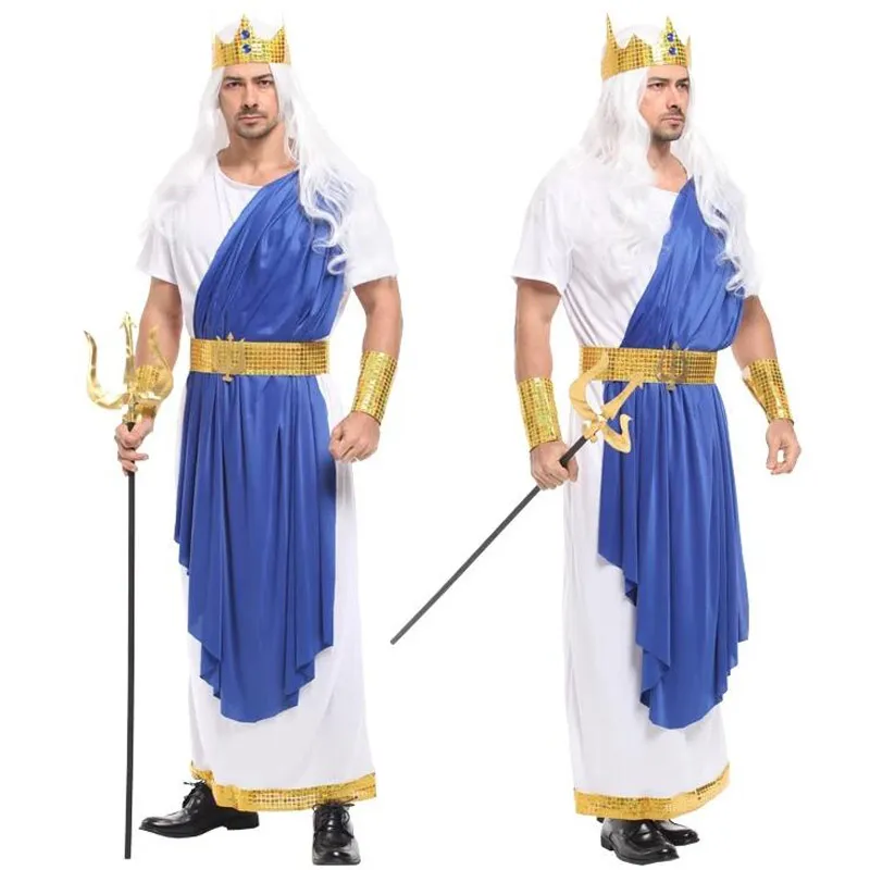 Mens Poseidon Costume Roman Sea God Outfit For Halloween Purim Party ...