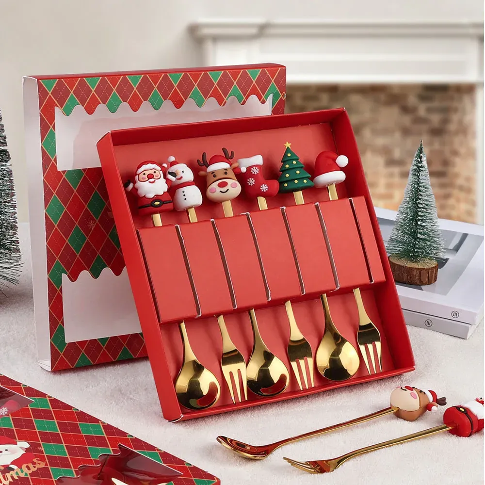 Christmas Spoons & Forks Set - Festive Stainless Steel Cutlery for Kids ...