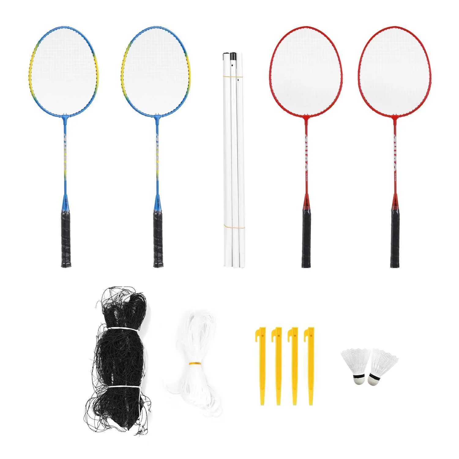 Sports Badminton Set with Aluminum Grip Paddles and Adjustable Nylon ...