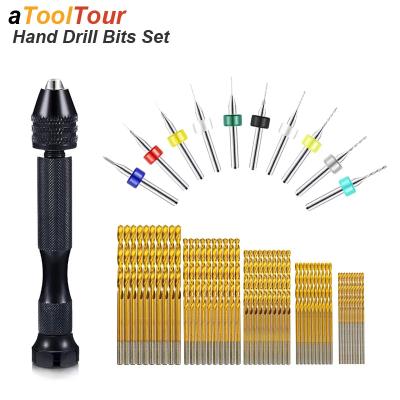 Mini Pin Vise Micro Hand Drill Set For DIY Craft Carving Twist Bit PCB ...