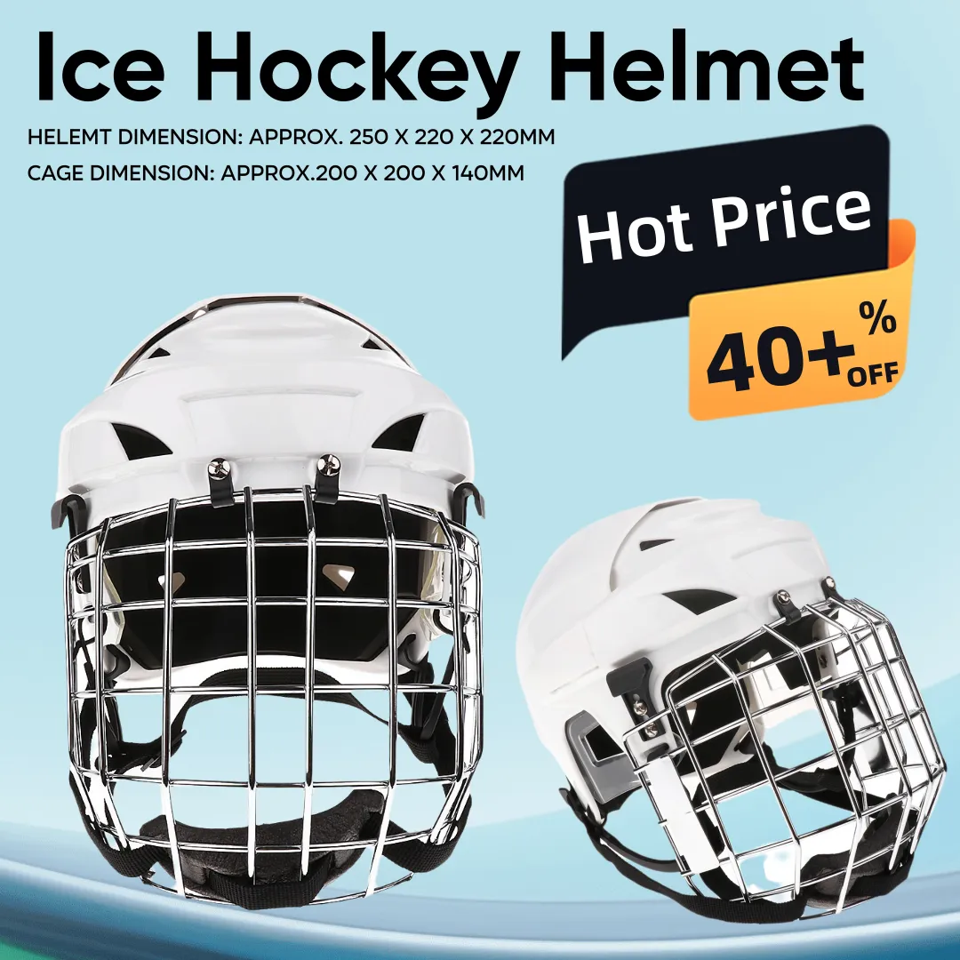 Adjustable Ice Hockey Helmet & Mask Combo - White, Adult Unisex ...
