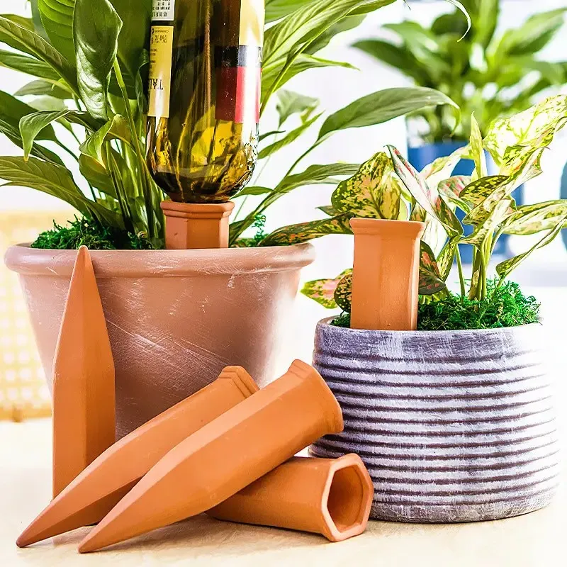 2-Pack Terracotta Plant Self-Watering Stakes: Automatic Watering System ...