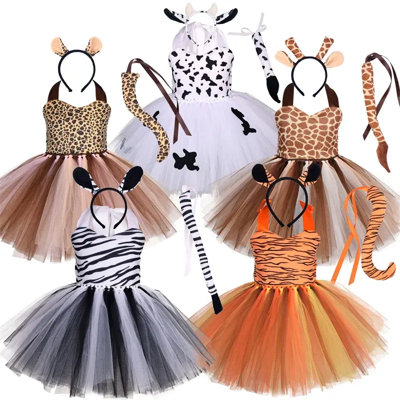 Halloween Animal Cosplay Costume Girls Polyester Tutu Dress with Forest ...