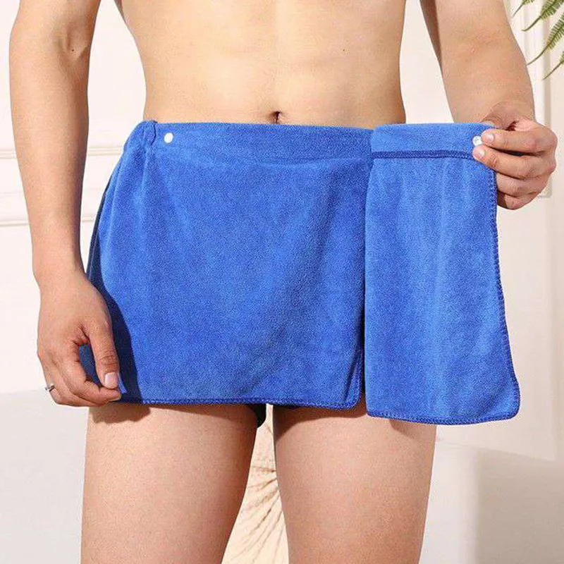 Men's Plush Microfiber Side Open Bathrobe Shorts - Soft, Absorbent ...