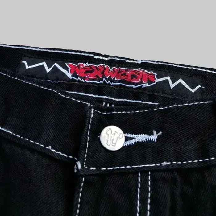 Wexwear Men's Y2K Acrylic Knit Capris Jeans Shorts High Waist Casual ...