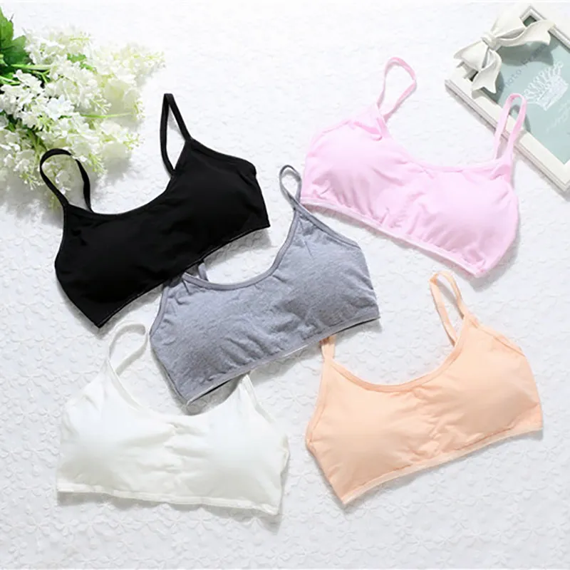Girls' Wireless Cotton Training Bras with Back Button Closure ...