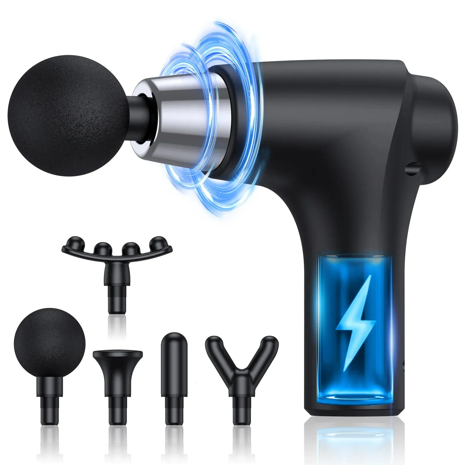 Mini Fascia Massage Gun Handheld Muscle Massager with 5 Heads for Back ...