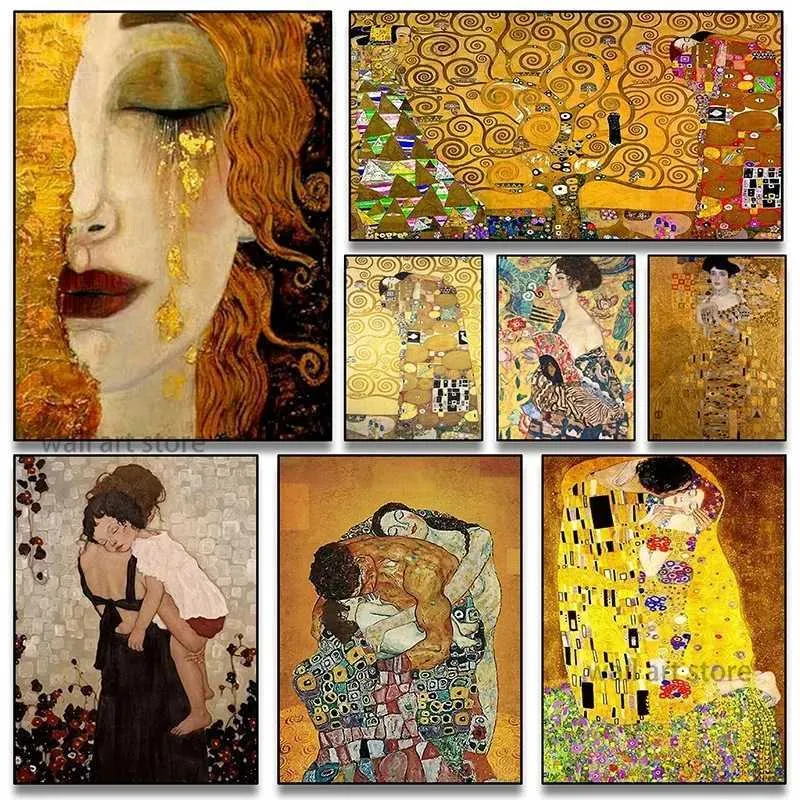 Gustav Klimt Freya Tears Kiss Figure Scandinavian Klimt The Kiss Canvas ...