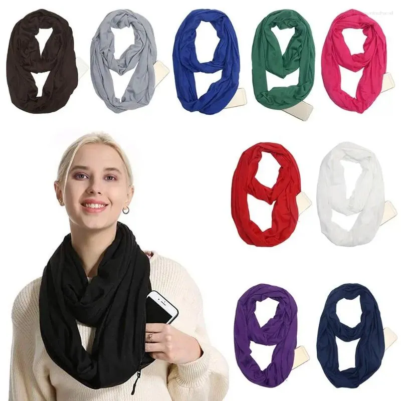 Versatile Infinity Scarf with Hidden Zip Pocket - Stylish Shawl ...