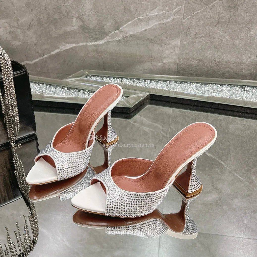 Caroline Crystal Cocktail Mules Heels Slippers Sandals Spool Heel Women ...