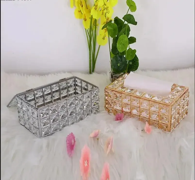 Modern Crystal Glass Crystal Tissue Box Holder Cover For Home, Desktop ...