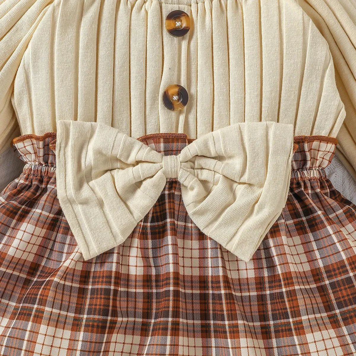 Baby Girls Autumn/Spring Long Sleeve Plaid Dress with Bow and Headband ...