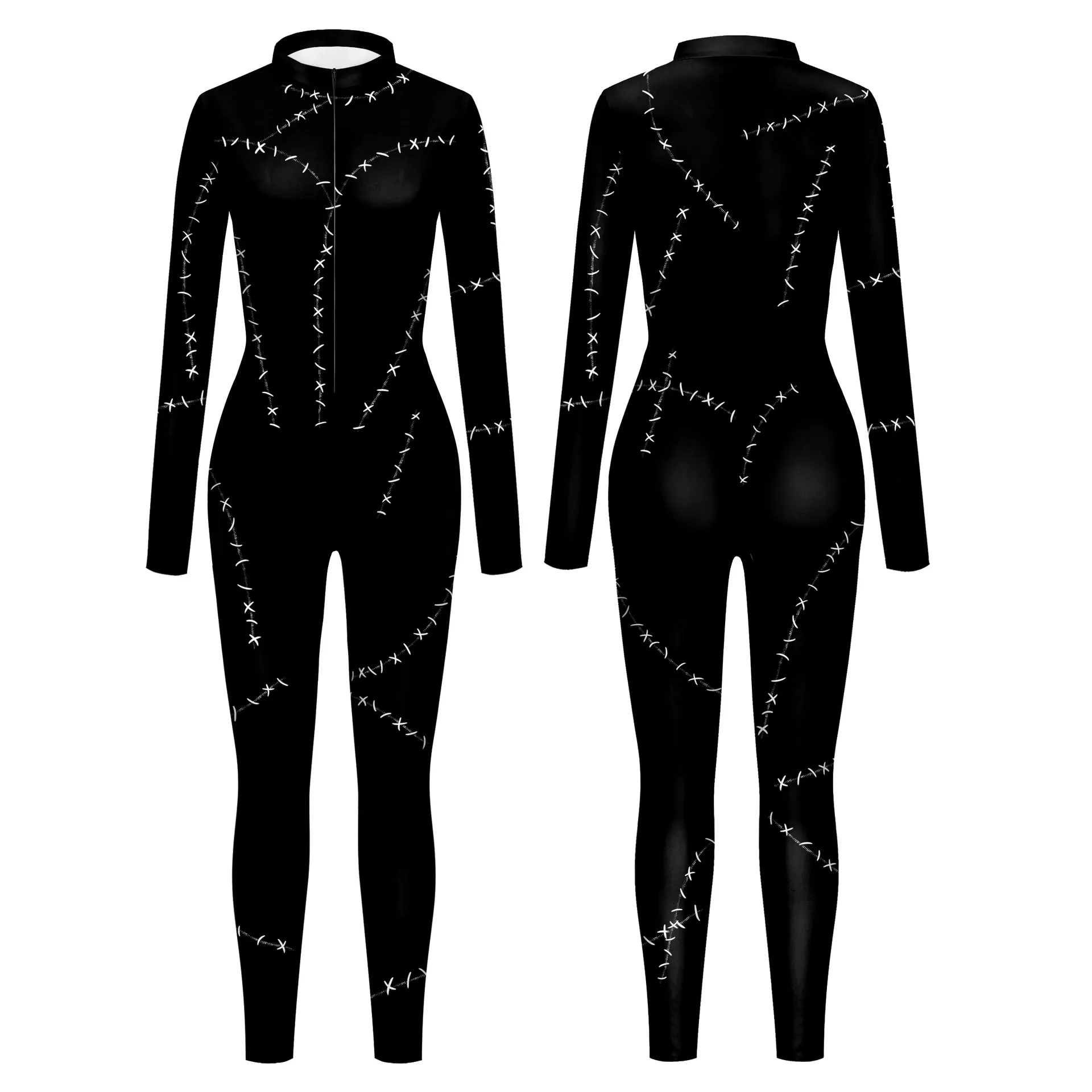 Black Catsuit Women Sleek Halloween Costume Catsuit, Sexy Faux Leather ...