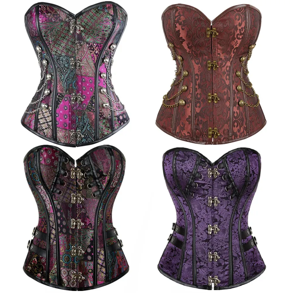 Steampunk Overbust Corset for Women - Gothic Retro Clubwear Bustier ...