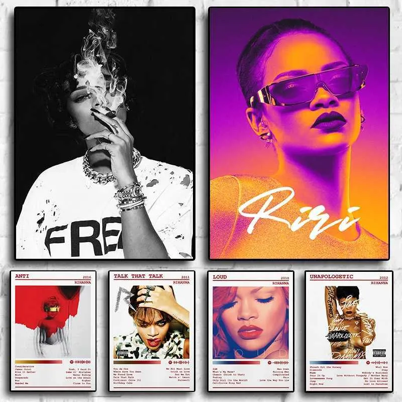 R Rihanna Potrait: Hot IC Best Rap Albums 2022 With HD Print Canvas ...