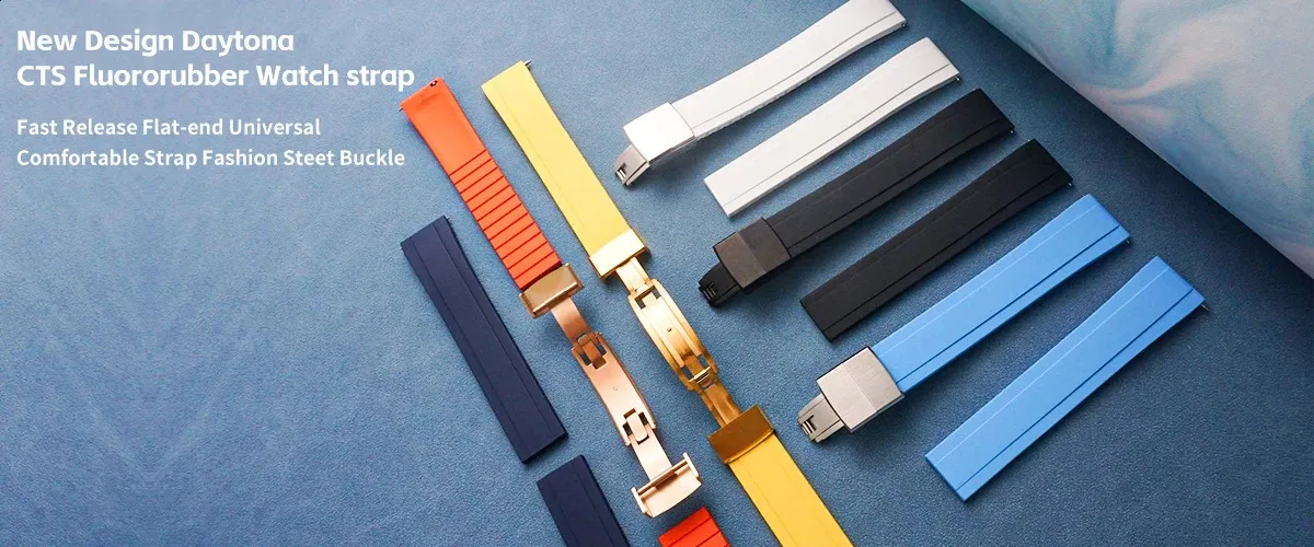 FKM Fluorous Rubber 20mm Curved End Strap Replacement for Omega ...