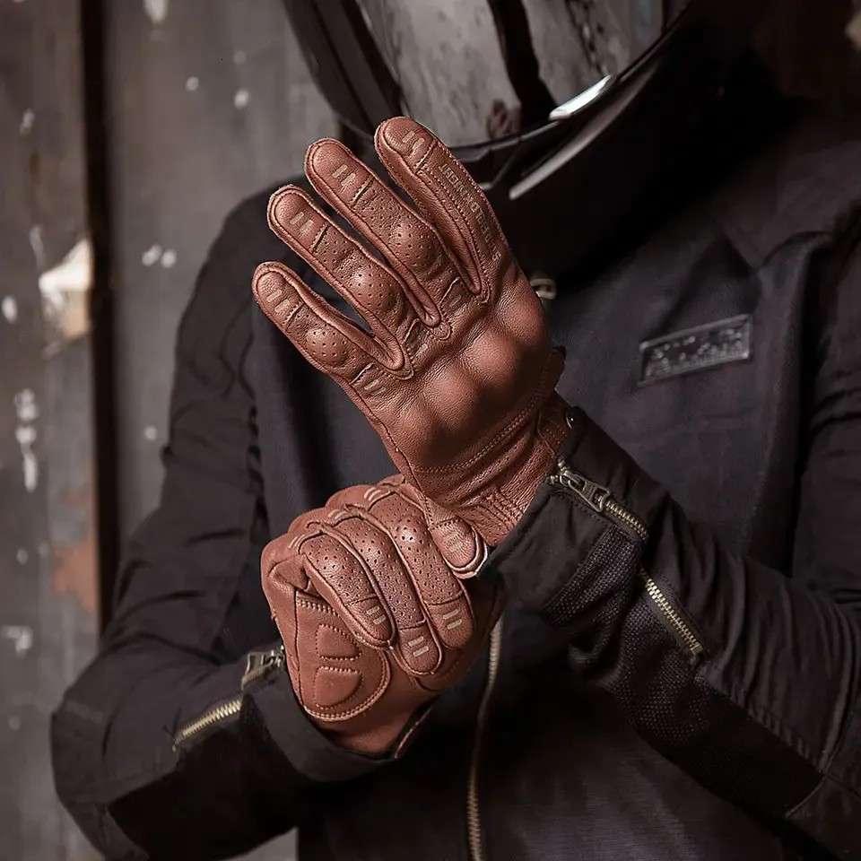 Star Field Knight Retro Thin Leather Riding Gloves Genuine Leather With ...