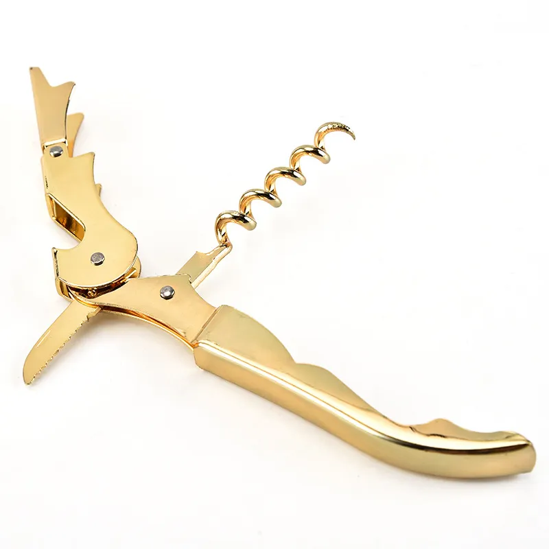 Premium Gold Plated Multi-Use Bottle Opener: Waiter's Corkscrew, Double ...