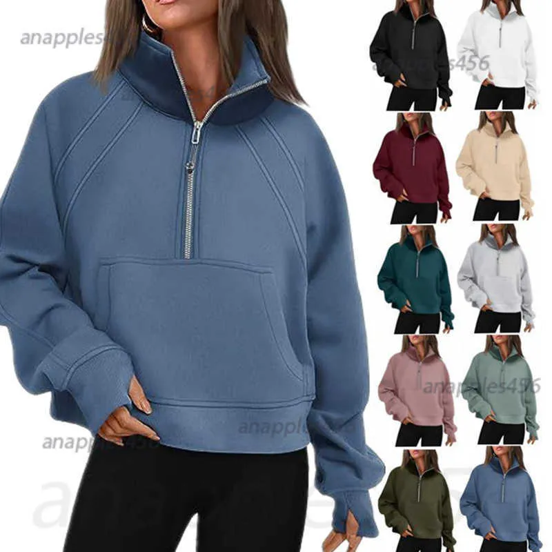 Women's Yoga Scuba Half Zip Half Zip Hoodie Jacket Designer Sweater For ...