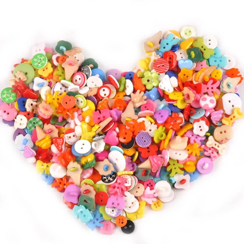 100 Pack Cartoon Flatback Plastic Buttons for Sewing, Crafts, Kids ...