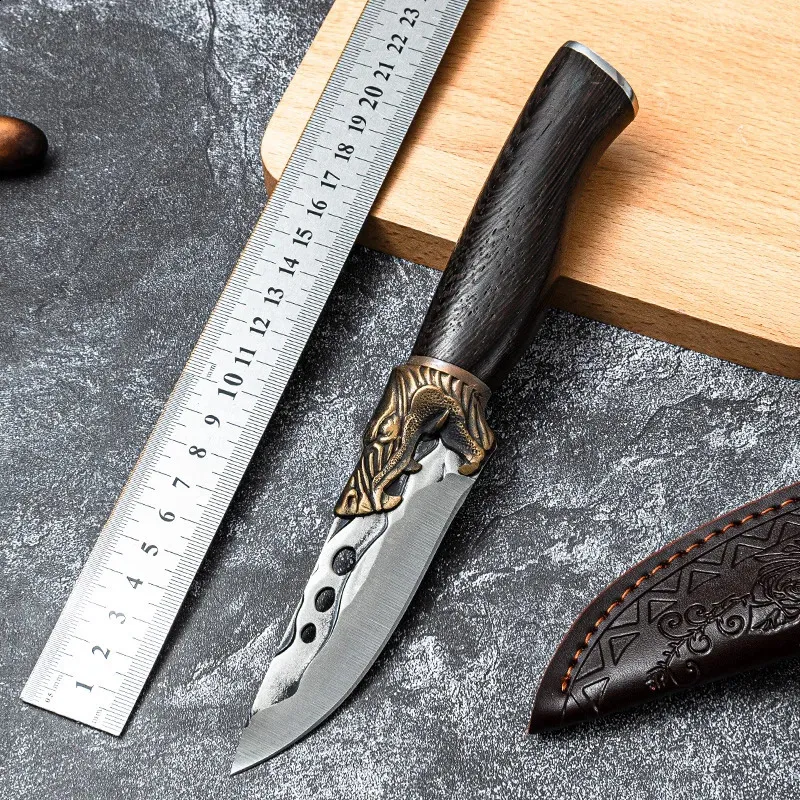 Small Dragon Head Wooden Handle Copper Head Portable Short Knife Fruit ...