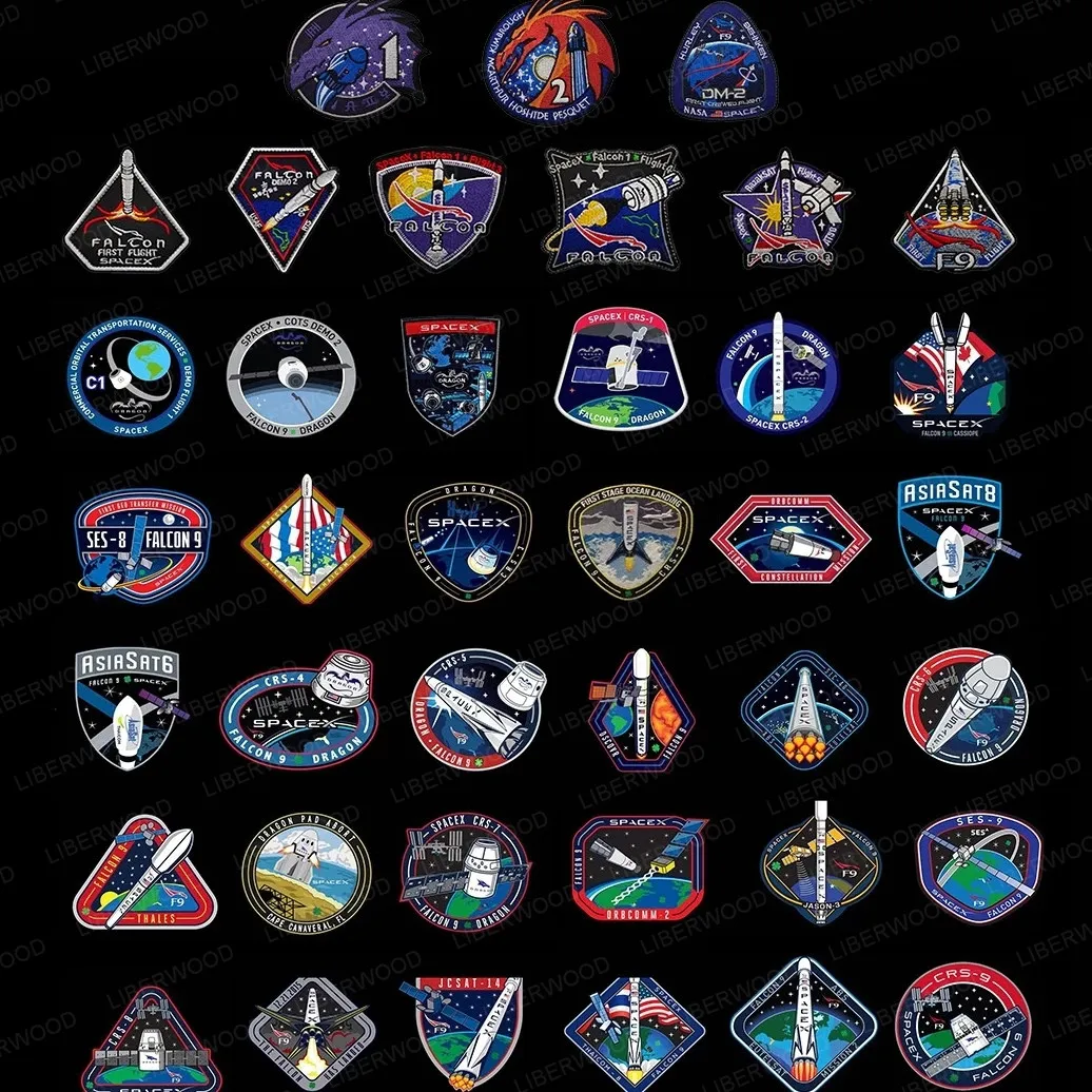 LIBERWOOD NASA SpaceX Mission Patches Set – Embroidered Crew Dragon DM ...