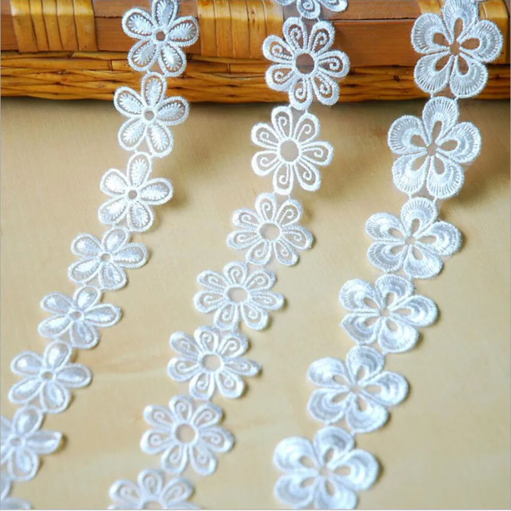 2 Yard Daisy Soluble Organza Lace Trim - Wedding Embroidered DIY Sewing ...