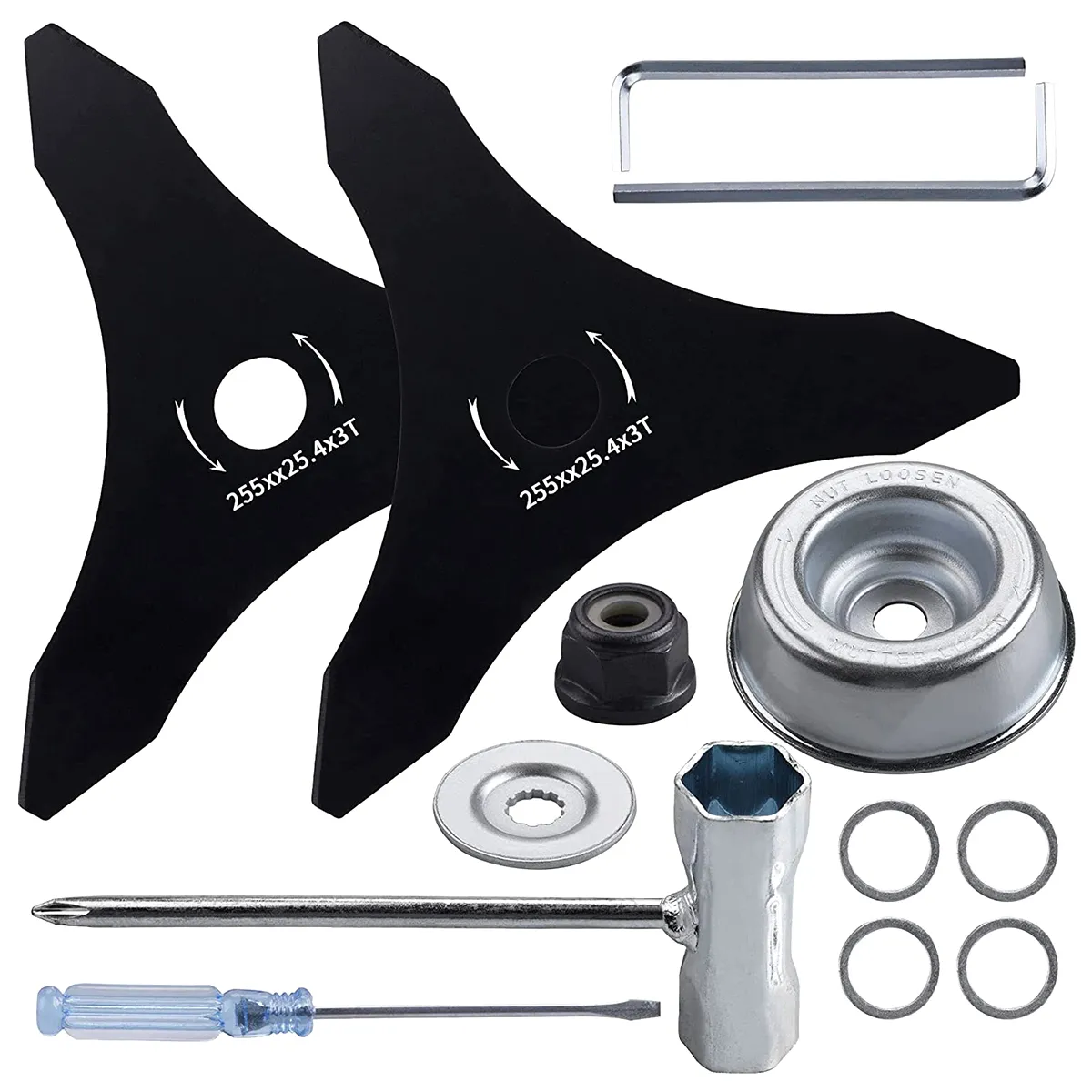 2-Pack 10-Inch 3-Tooth Brush Cutter Blades - Premium Manganese Steel ...