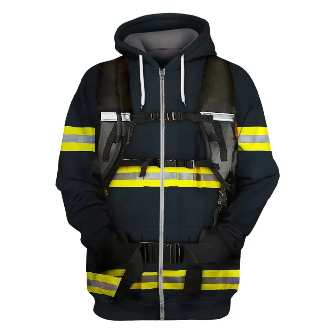 3D Hoodies Firefighter Themed Pullover Jacket, Fashionable Streetwear ...